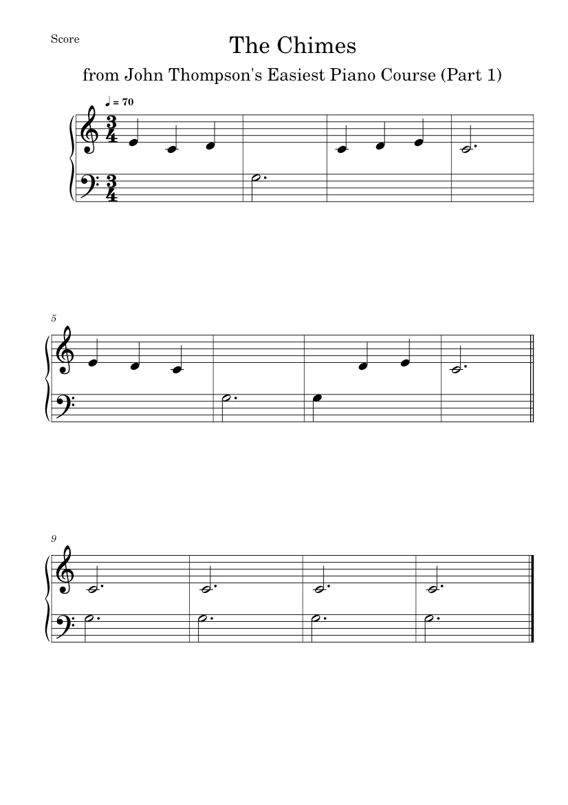 The Chimes – John Thompson's Easiest Piano Course (Part 1) Sheet Music ...