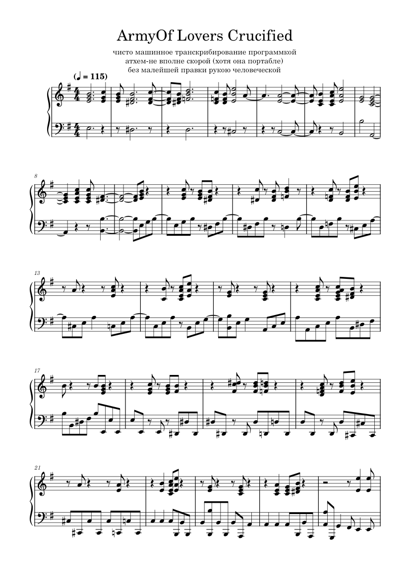 ArmyOf Lovers Crucified Sheet Music for Piano (Solo) | MuseScore.com