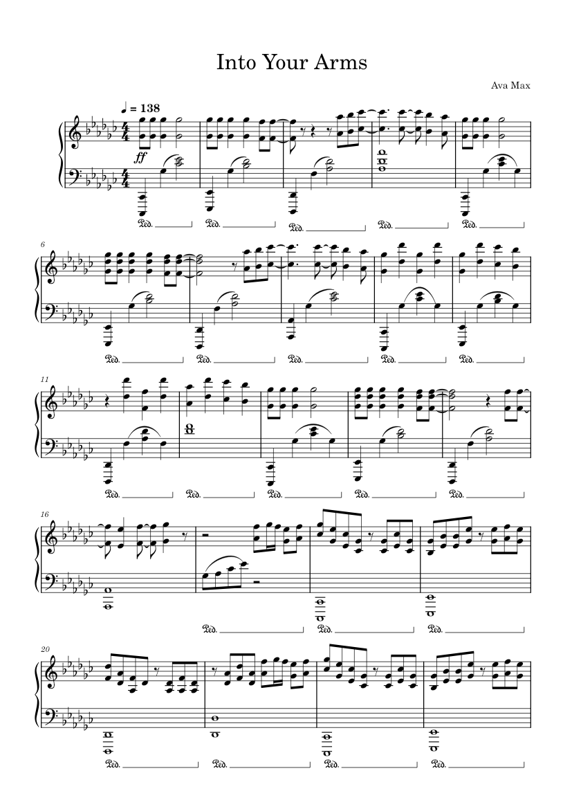Into Your Arms - Witt Lowry (feat. Ava Max) Sheet Music for Piano (Solo ...