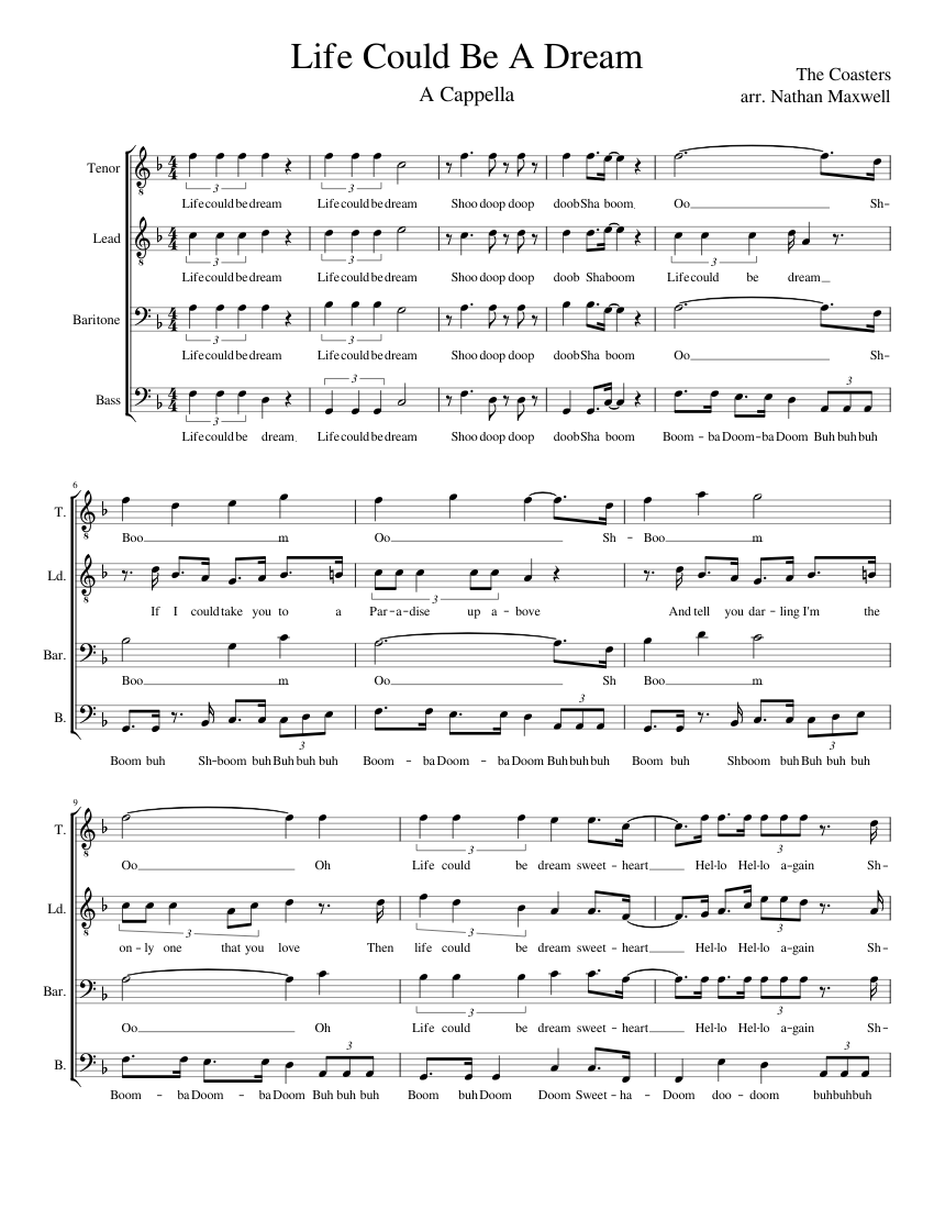 Life Could Be Dream Sheet music for Tenor, Bass voice, Baritone (Men’s ...