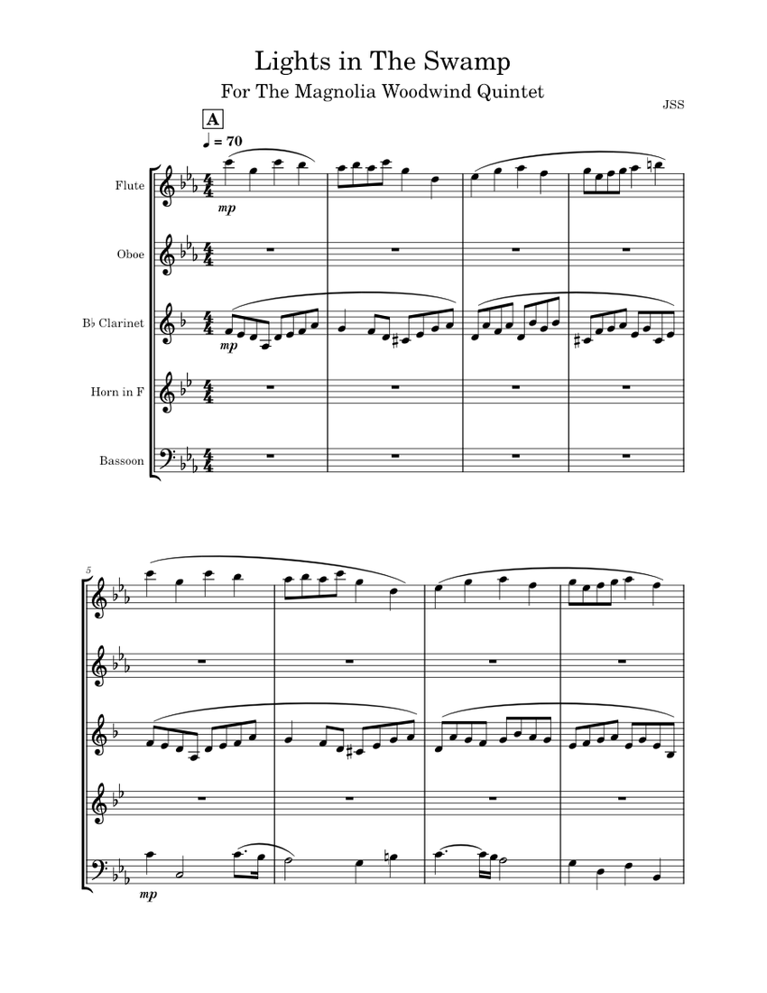 Lights in The Swamp Sheet music for Flute, Oboe, Clarinet in b-flat ...
