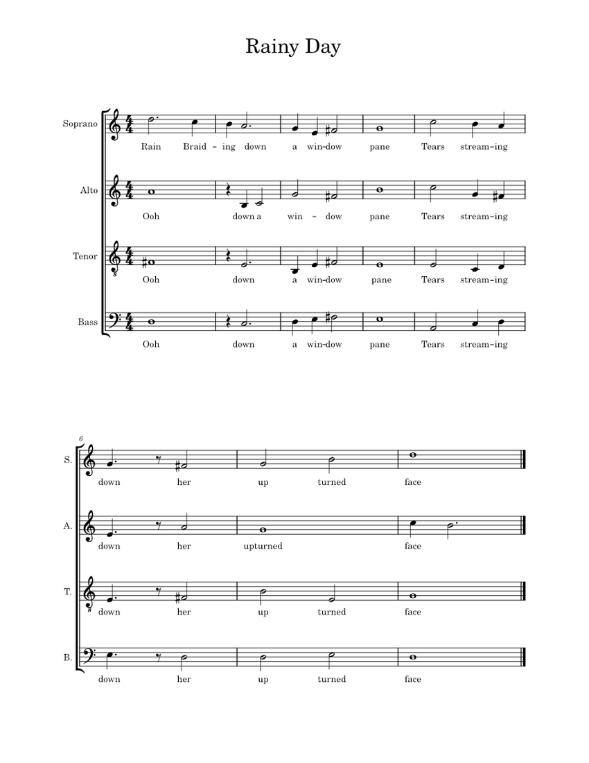 Rainy Day Sheet music for Soprano, Alto, Tenor, Bass voice (SATB ...