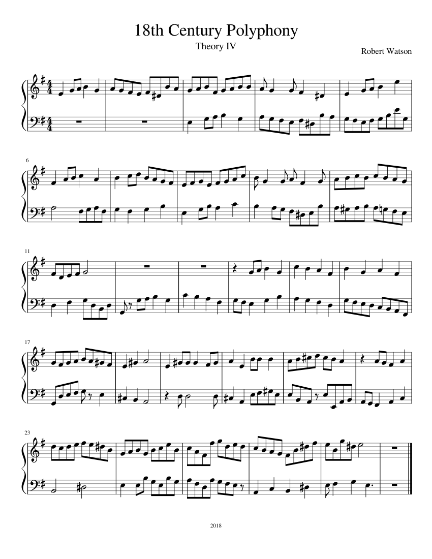 18th Century Polyphony Sheet music for Piano (Solo) Easy | Musescore.com
