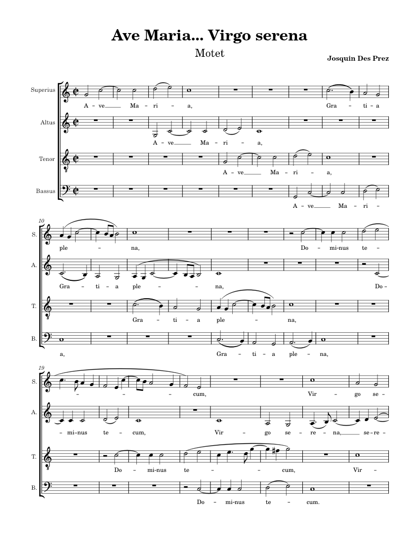Ave Maria…virgo serena – Josquin Desprez Sheet music for Soprano, Alto ...