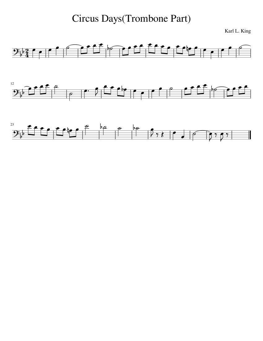 Circus Days(Trombone Part) Sheet music for Trombone (Solo) | Musescore.com