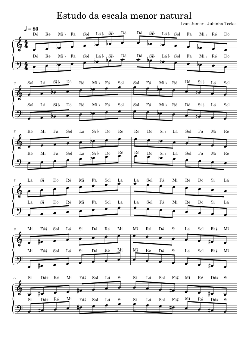Estudo da escala menor natural Sheet music for Piano (Solo) Easy | Musescore.com