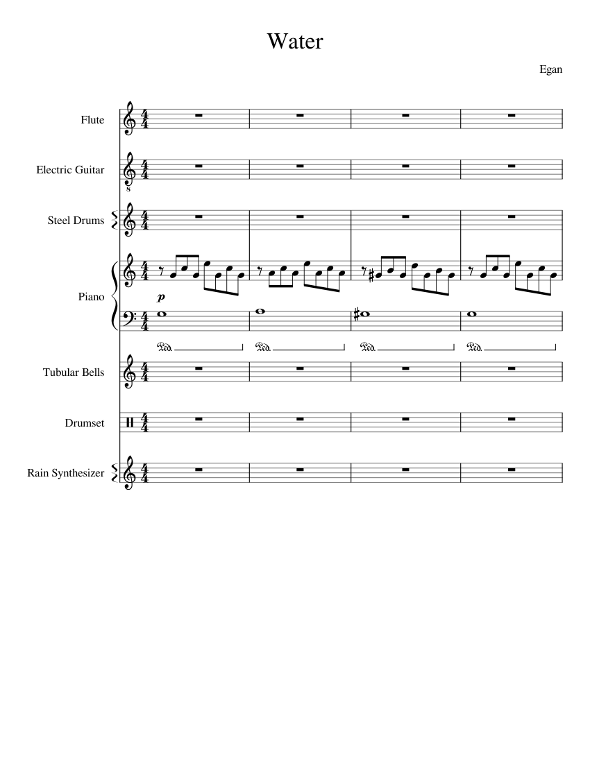 Water - The Elements Sheet music for Piano, Flute, Guitar, Drum group ...