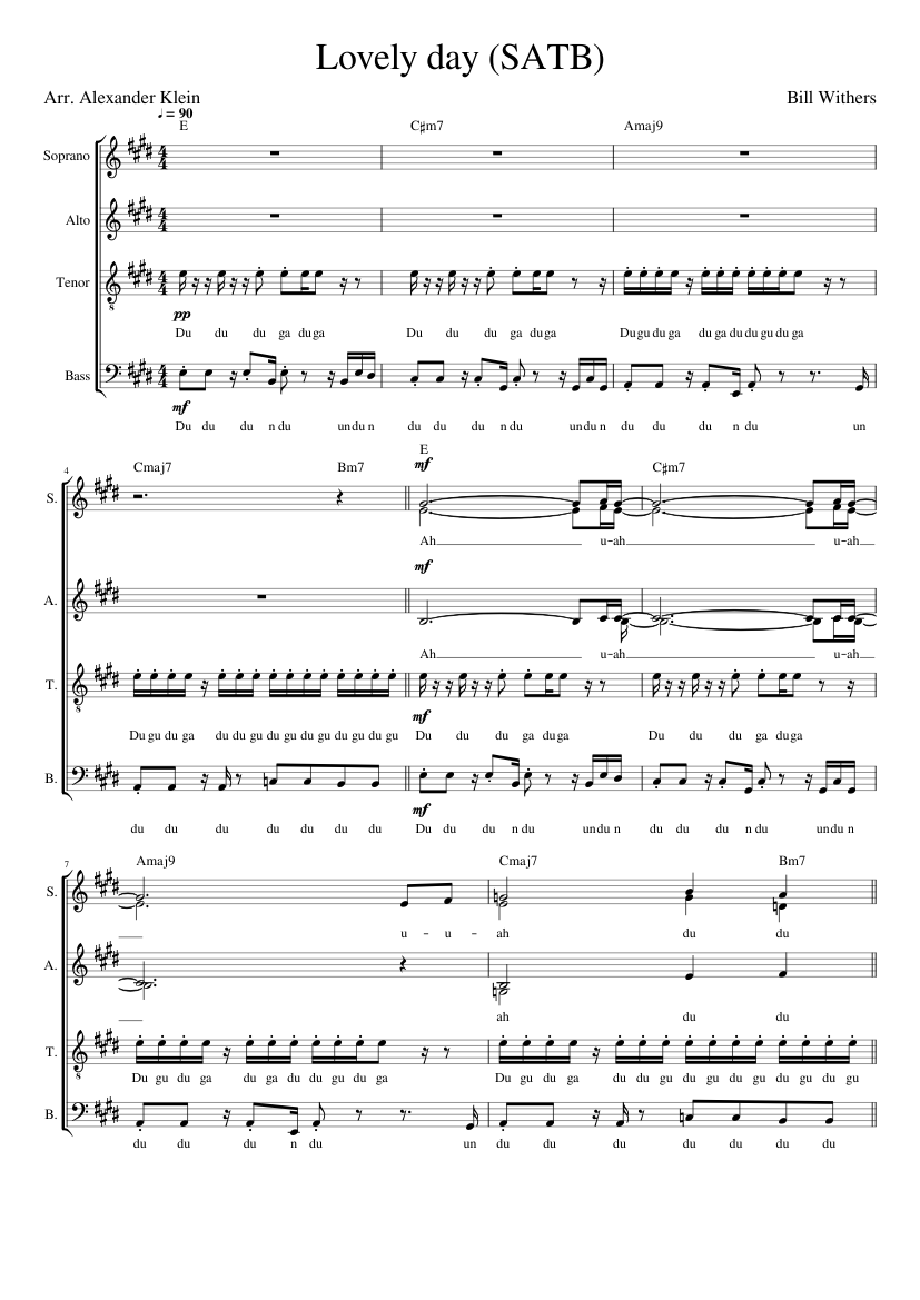 Lovely day by Bill Withers (SATB) Sheet music for Soprano, Alto, Tenor ...