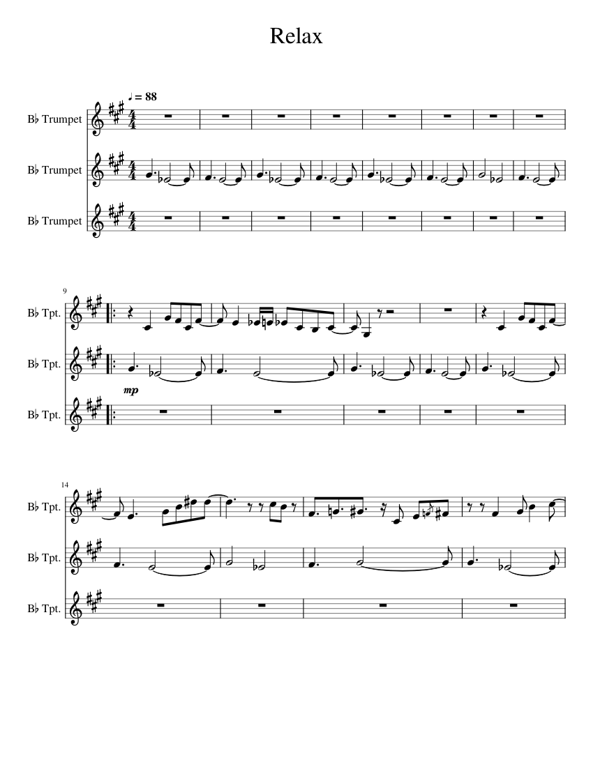 Relax Sheet music for Trumpet (In B Flat) (Brass Trio) | Musescore.com