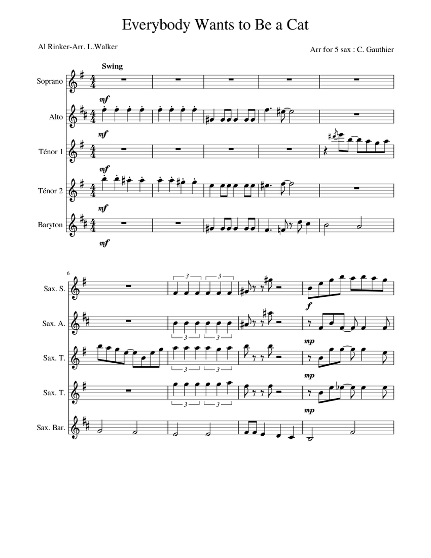 The aristocats - everybody wants to be a cat – Misc Cartoons - piano ...