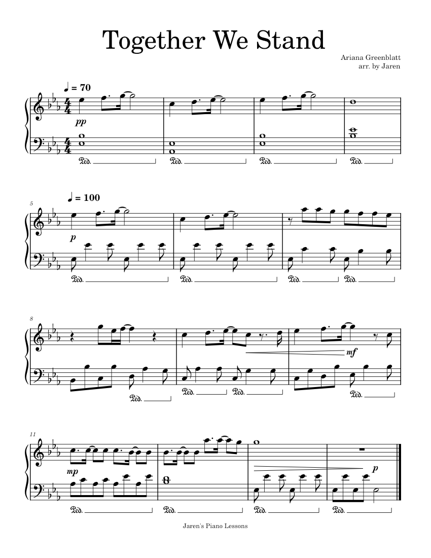 Together We Stand Sheet music for Piano (Piano-Voice) Easy | Musescore.com