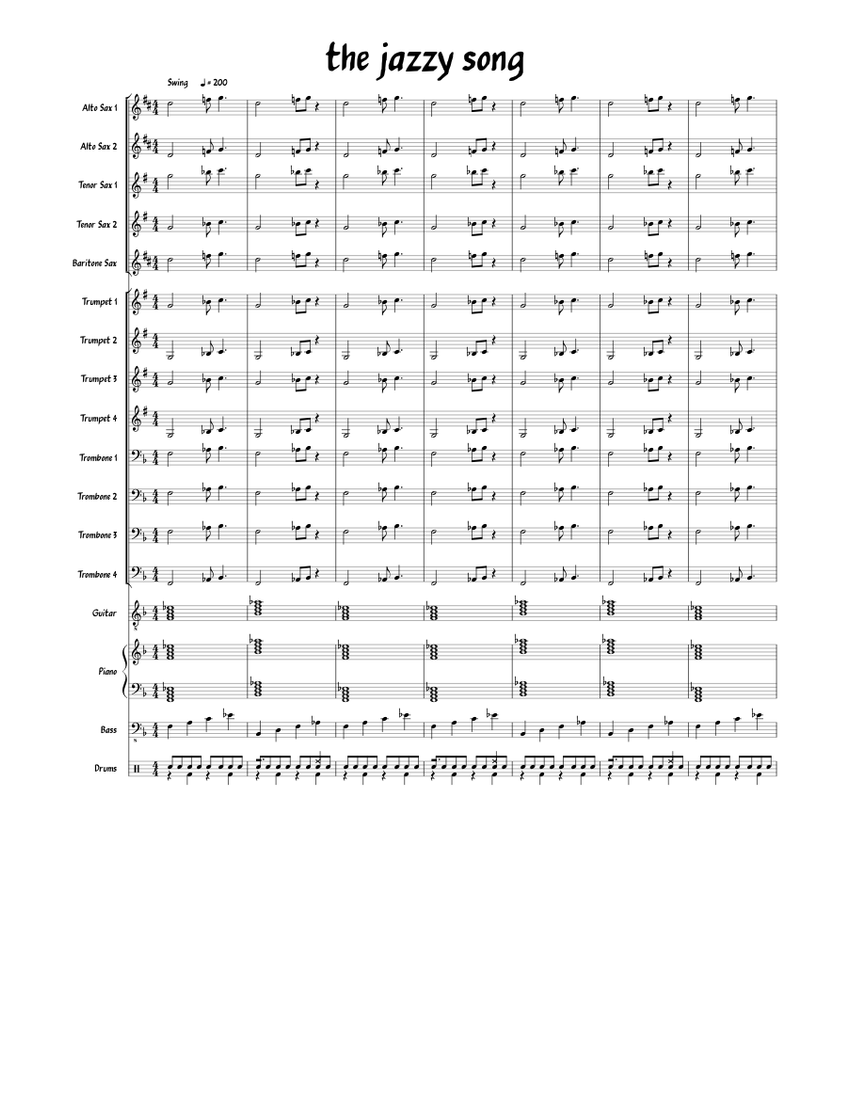The jazzy song Sheet music for Piano, Trombone, Saxophone alto ...