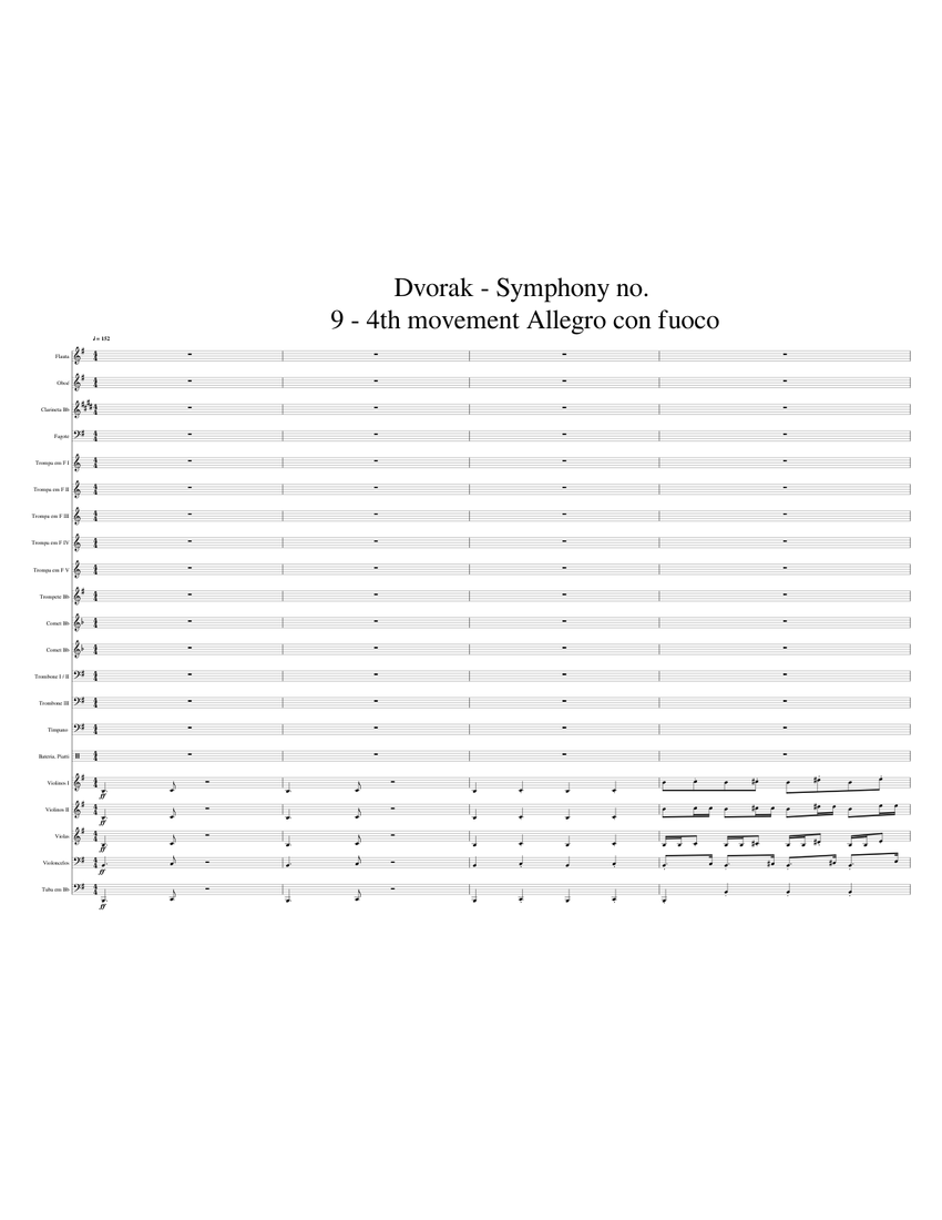 Dvorak Symphony no 9 4th movement Allegro con fuoco Sheet music for Trombone, Cornet, Tuba ...