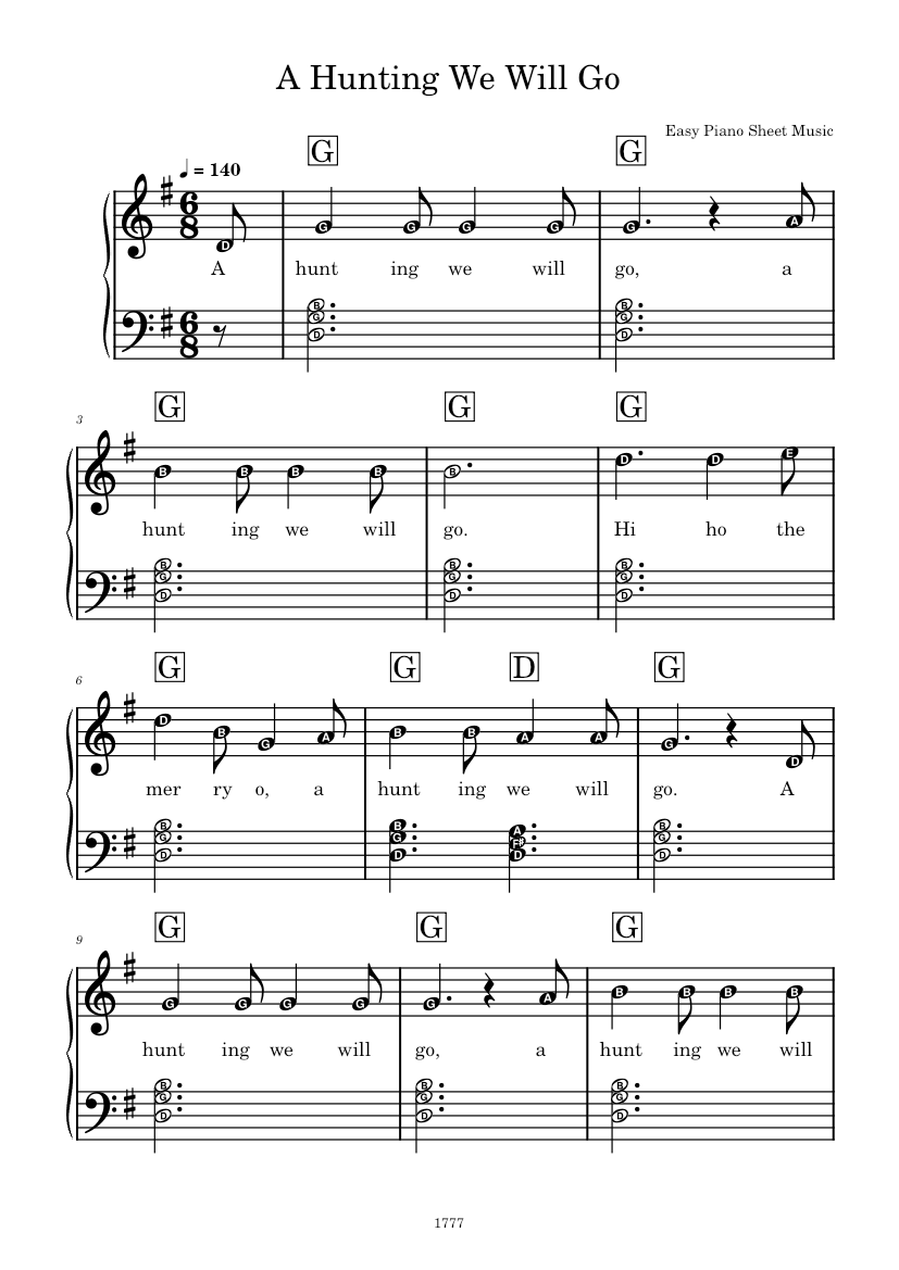 A Hunting We Will Go – Misc tunes Sheet music for Piano (Solo) Easy ...