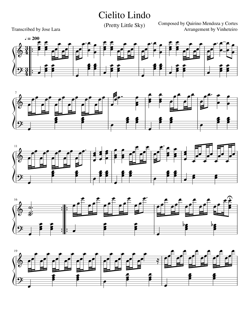 Cielito Lindo (Pretty Little Sky) Sheet music for Piano (Solo) | Musescore.com
