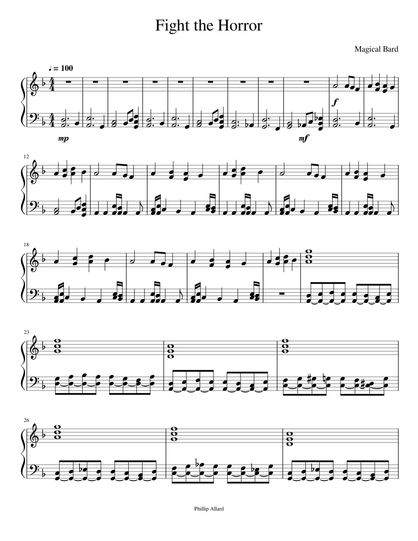 Fight The Horror Sheet music for Piano (Solo) | Musescore.com