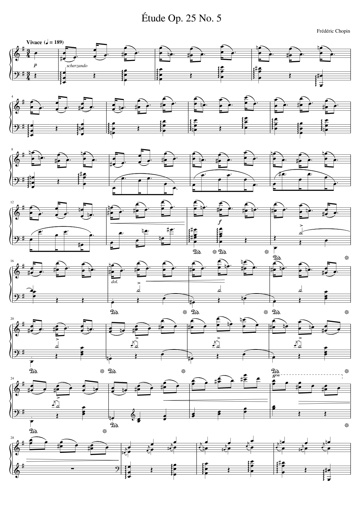 Étude Op.25 No. 5 – Frédéric Chopin Sheet Music for Piano (Solo) | MuseScore.com
