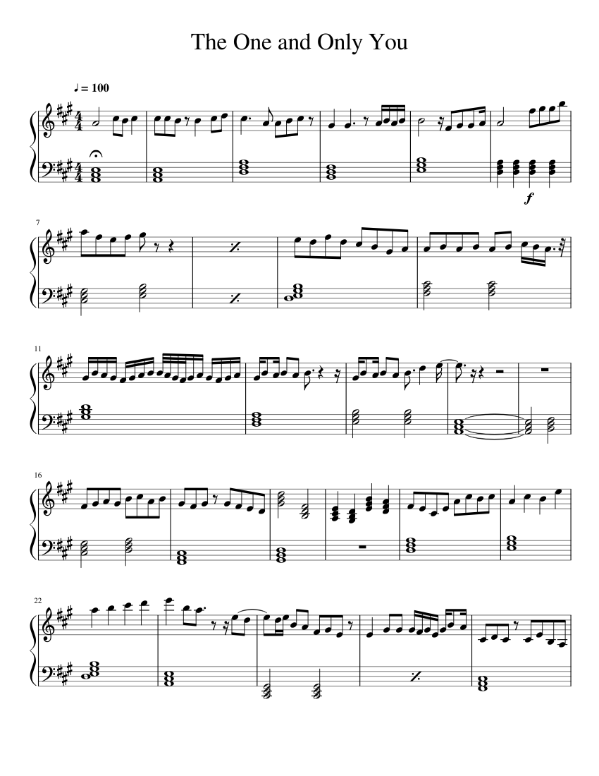 The One and Only You - piano tutorial