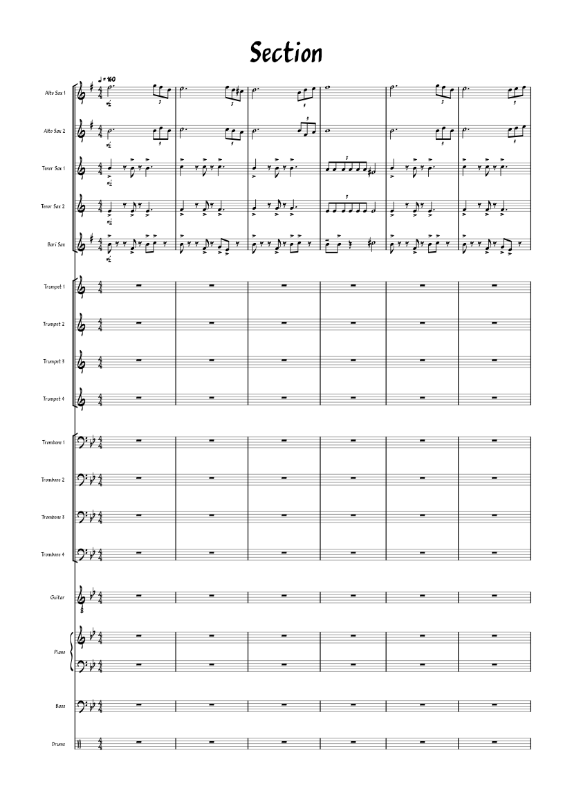 Section Sheet music for Piano, Trombone, Saxophone alto, Saxophone ...