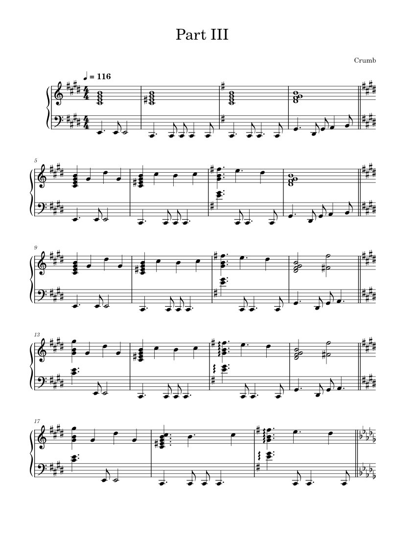 Part III by Crumb (piano solo) Sheet music for Piano (Solo) | Musescore.com