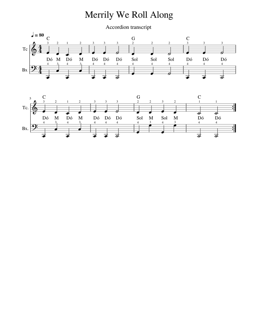 Merrily We Roll Along – Misc Children Sheet music for Guitar, Bass ...