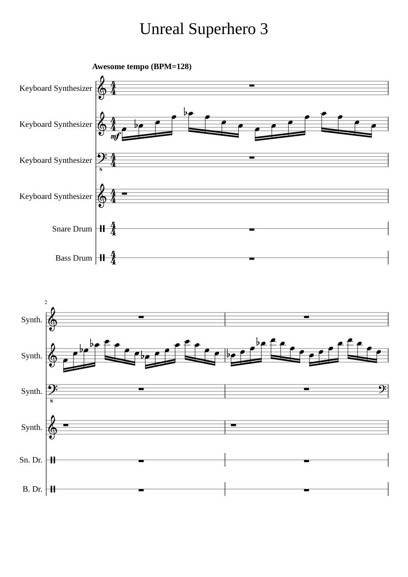 Digital Insanity - Unreal Superhero 3 (Keygen Song) Sheet Music for ...