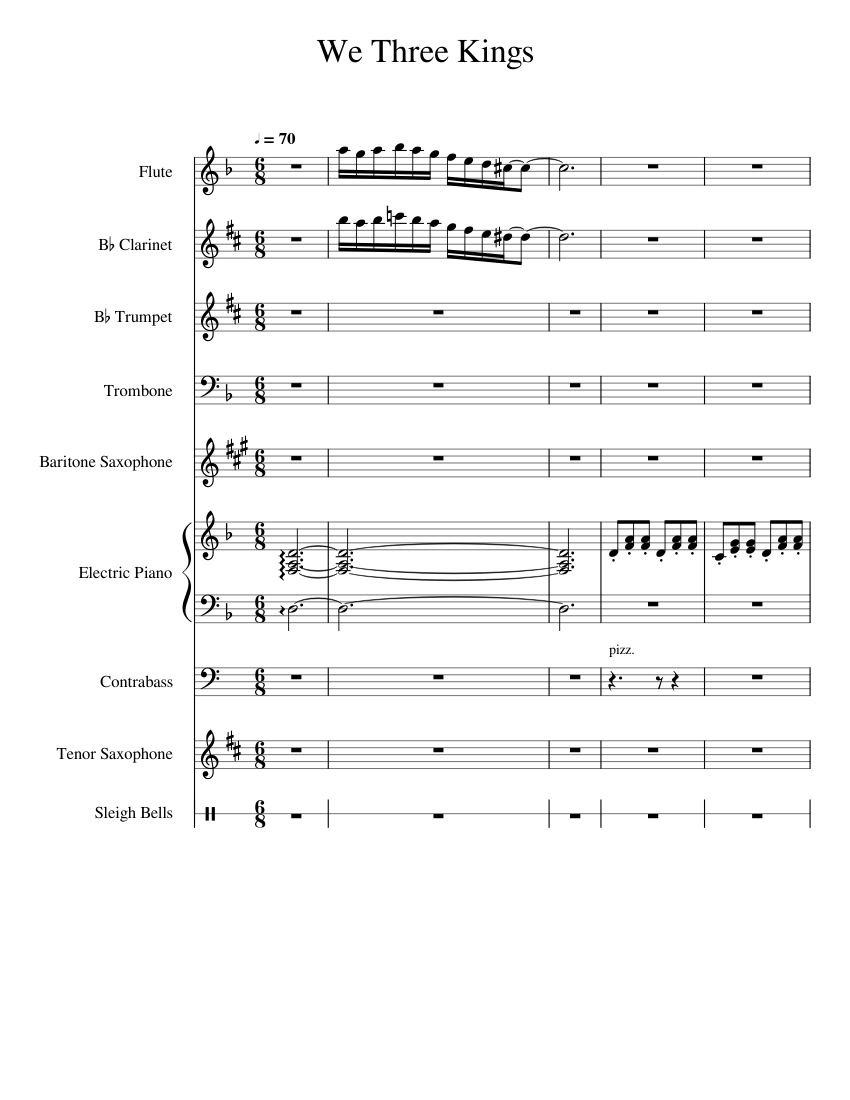 We_Three_Kings Sheet music for Piano, Trombone, Flute, Clarinet in b ...