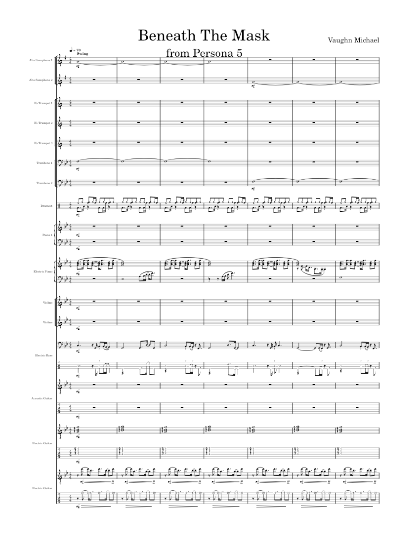 Beneath The Mask (PERSONA 5 OST) Sheet music for Piano, Trombone ...