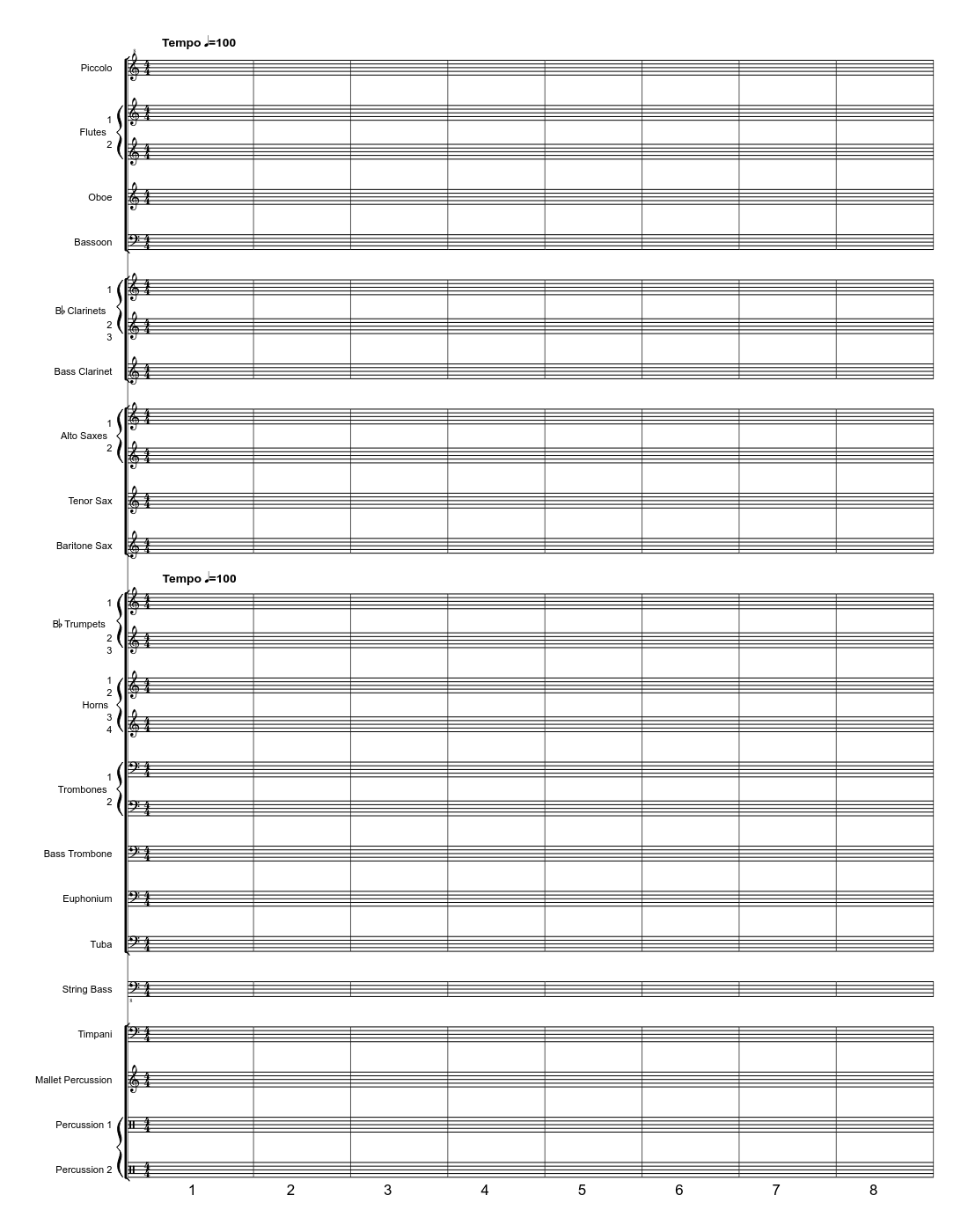 Improved wind ensemble/concert band template Sheet Music for Tuba, Oboe ...
