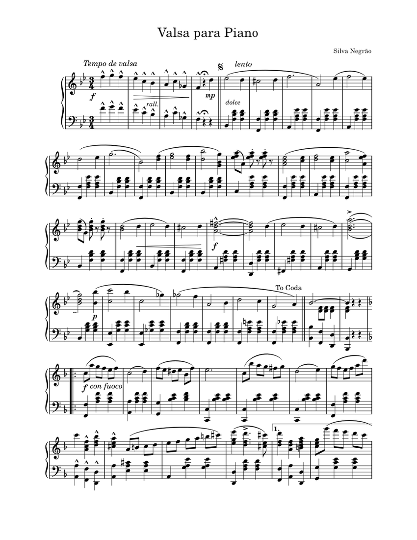 Valsa para Piano Sheet music for Piano (Solo) | Musescore.com