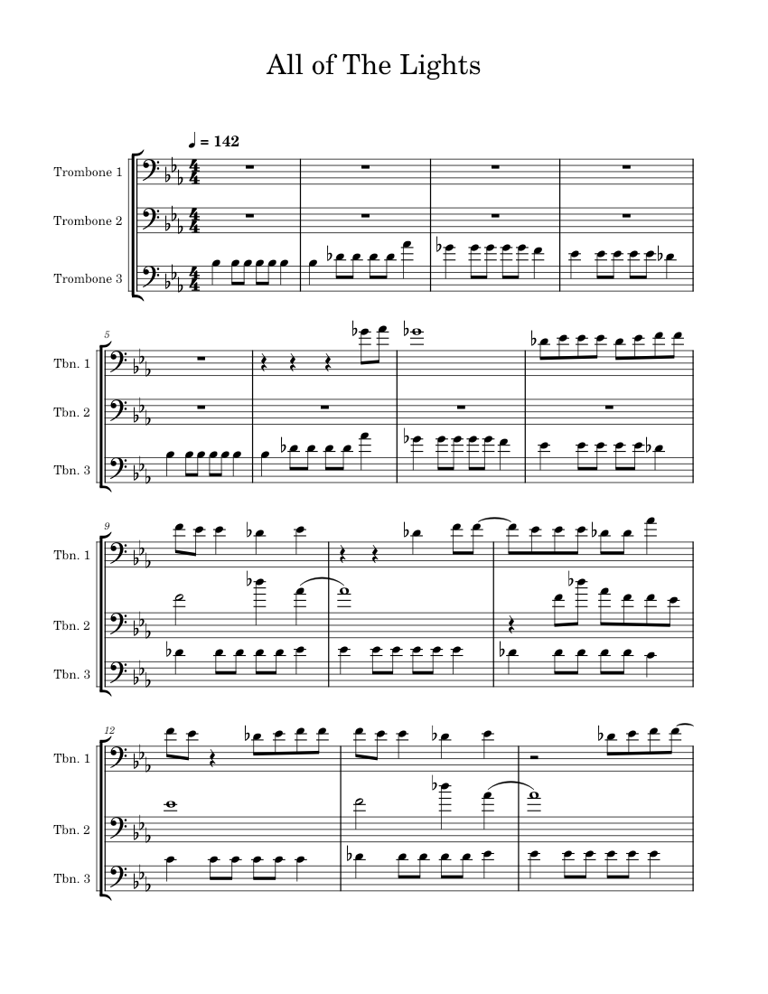 All Of The Lights Sheet Music For Trombone Marching Band Musescore All Of The Lights Sheet Music For Trombone Marching Band Musescore