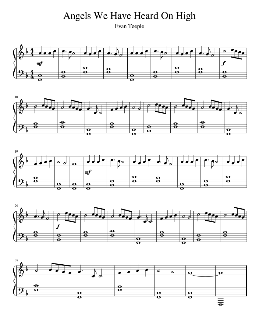 Angels We Have Heard On High Sheet music for Piano (Solo) | Musescore.com