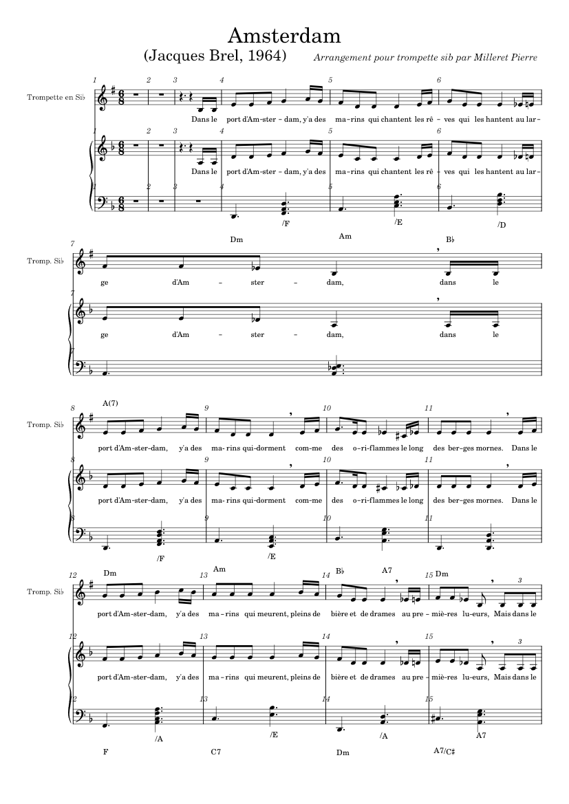 Amsterdam – Jacques Brel Amsterdam - Jacques Brel - Accompagnement pour ...