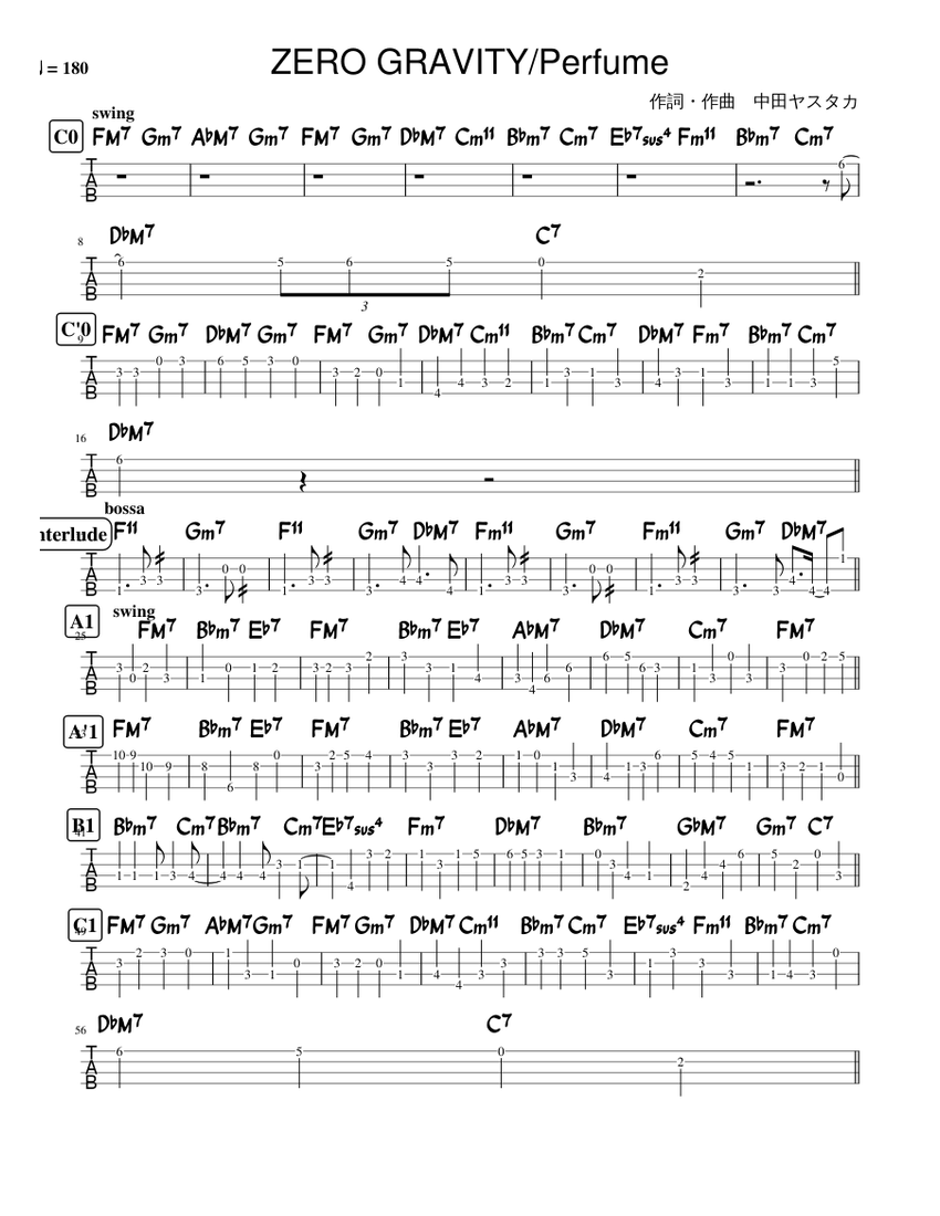 ZERO GRAVITY/Perfume Sheet music for Bass guitar (Solo) | Musescore.com