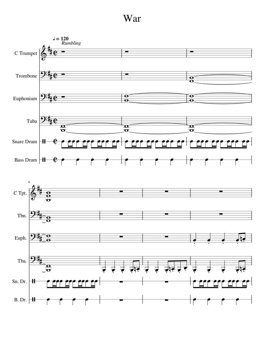 War Sheet music for Trombone, Tuba, Trumpet other (Mixed Trio ...