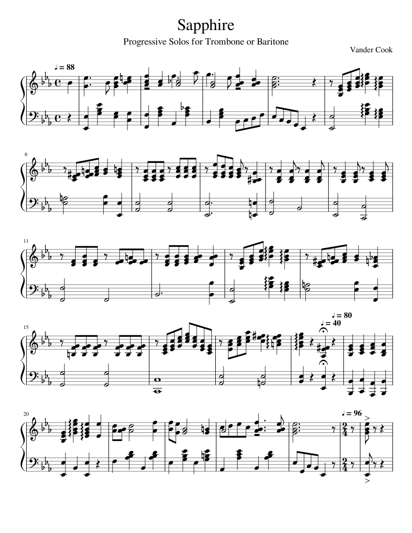 Sapphire (Trombone Gems) Sheet music for Piano (Solo) | Musescore.com