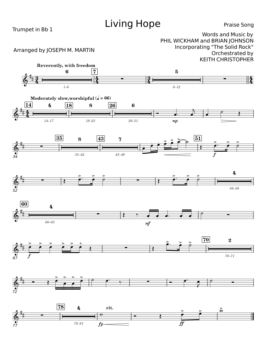 Living hope - Phil Wickham Sheet Music for Trumpet other (Solo ...