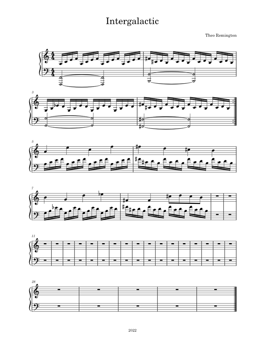 Intergalactic Sheet music for Piano (Solo) | Musescore.com