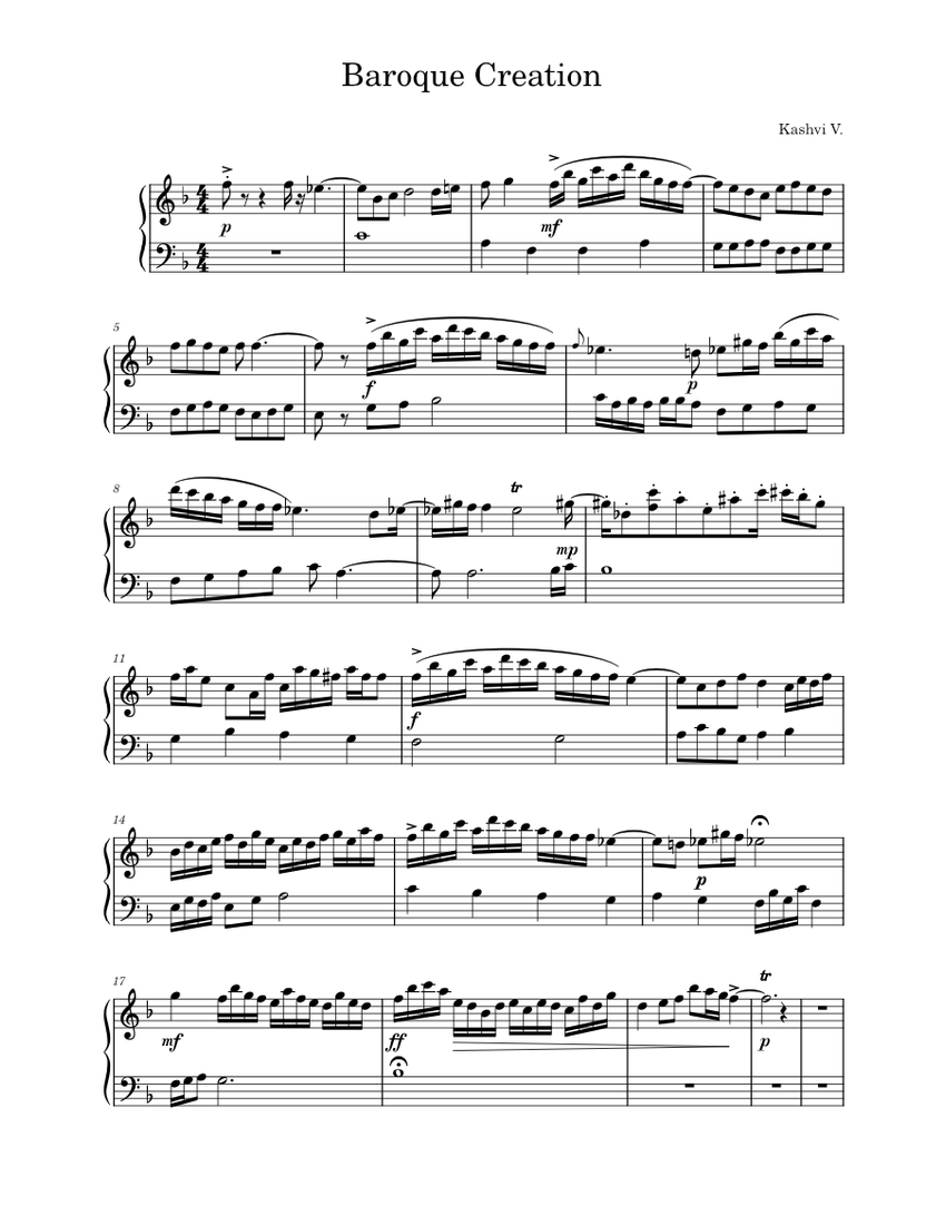 Baroque Creation Sheet music for Piano (Solo) Easy | Musescore.com