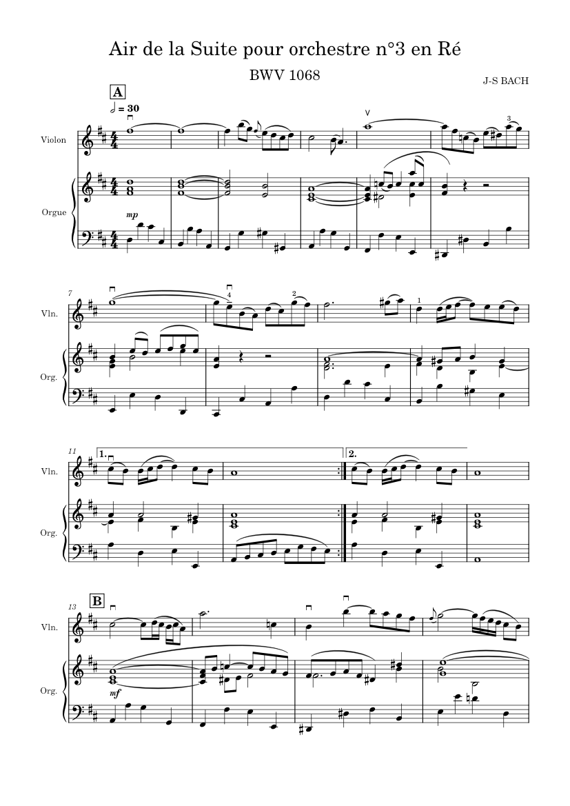 Air 'on the G string', Orchestral Suite No. 3 in D major, BWV 1068 ...