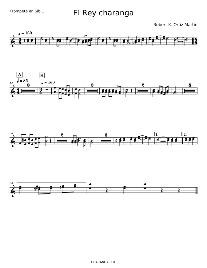 El Rey - José Alfredo Jiménez Sheet Music for Trumpet in b-flat (Solo) | MuseScore.com