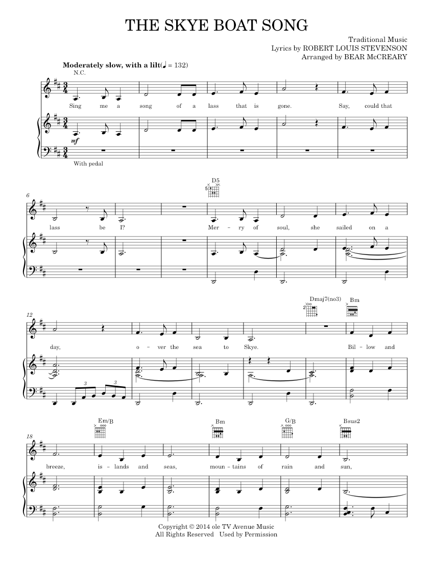 the skye boat song Sheet music for Piano, Vocals by Misc Traditional ...