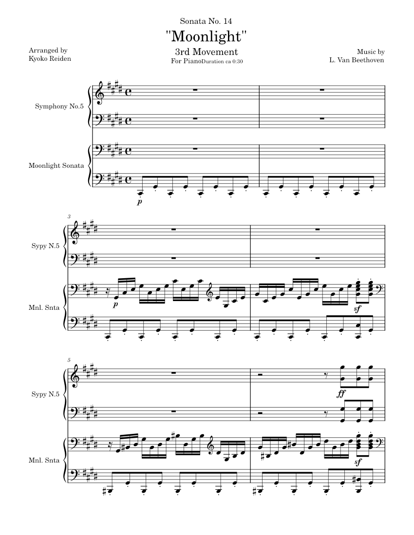 Moonlight Sonata – Ludwig van Beethoven x Symphony No.5 - Ludwig van ...