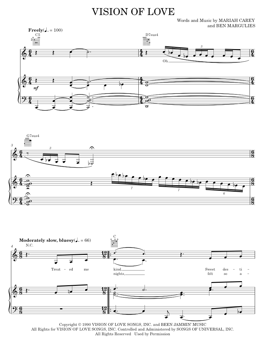 Play Official version of Vision of love sheet music by Mariah Carey for ...
