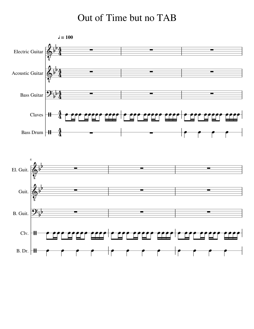 Out of Time but no TAB (WIP) Sheet music for Guitar, Bass guitar, Bass ...