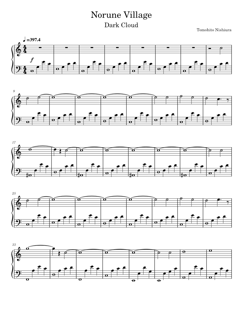 Norune Village Sheet music for Piano (Solo) Easy | Musescore.com