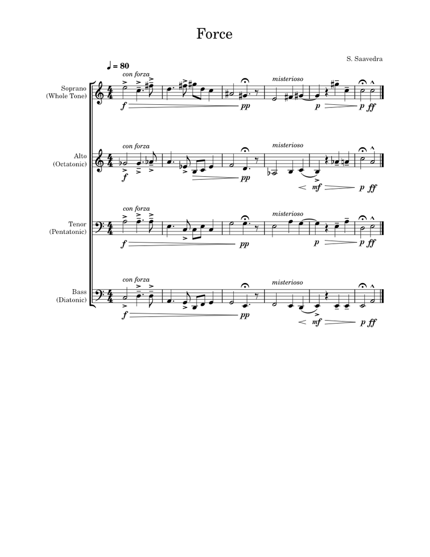 Force Sheet music for Soprano, Alto, Tenor, Bass voice (SATB ...
