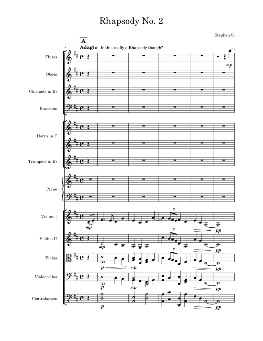 Rhapsody No. 2 Sheet music for Piano, Flute, Oboe, Clarinet in b-flat & more instruments (Mixed ...