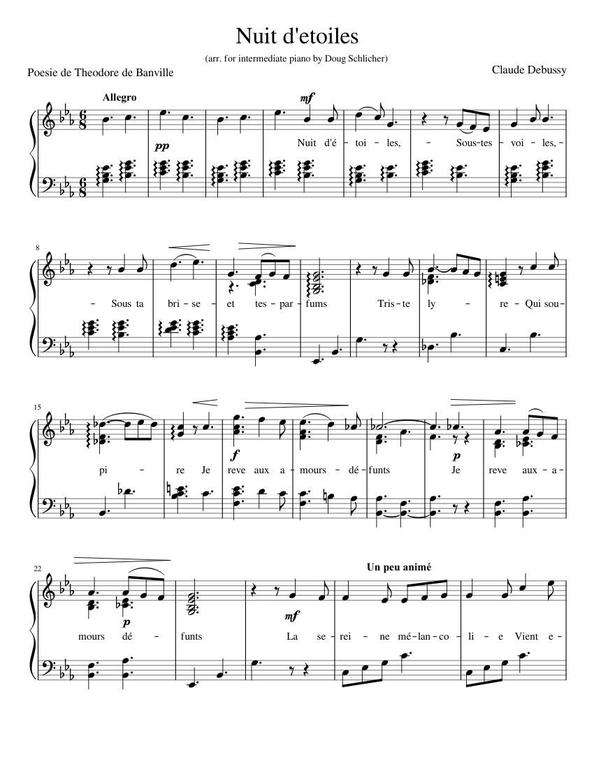 Nuit D etoiles By Claude Debussy Arrangement By D Schlicher Oct Nuit D etoiles By Claude Debussy Arrangement By D Schlicher Oct