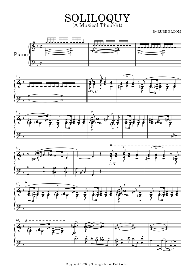 Soliloquy (1926) Sheet Music for Piano (Solo) | MuseScore.com